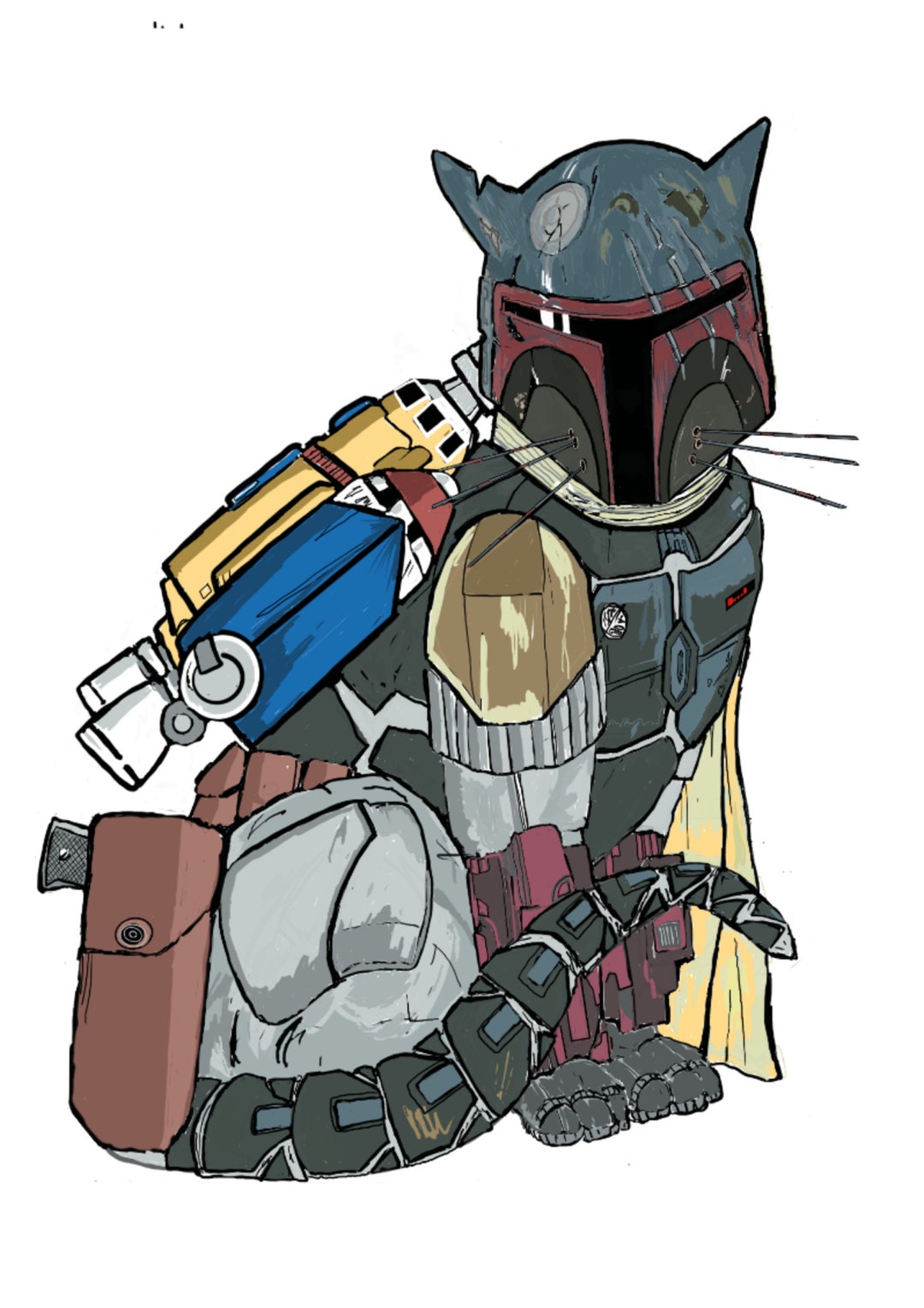 Boba Katt Greeting Card or A4 Print white Background - Etsy UK