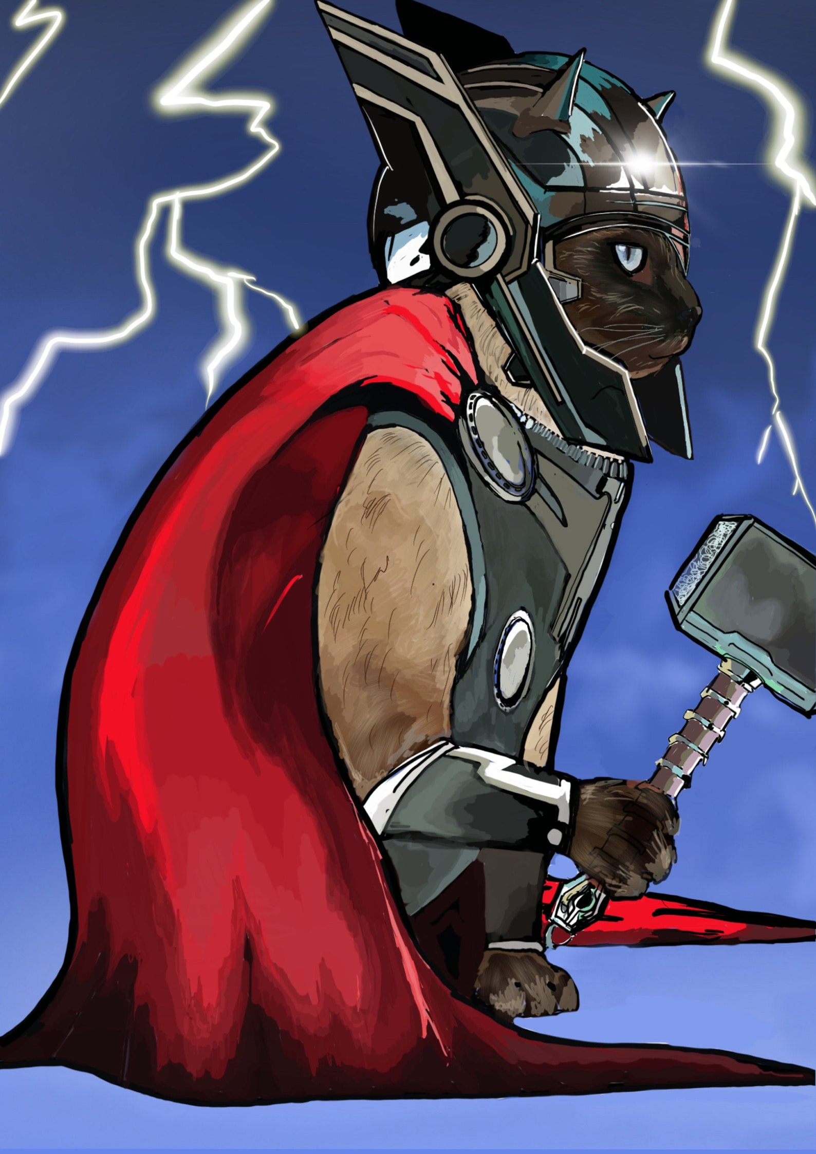 Thor Cat Greeting Card & A4 Print | Etsy