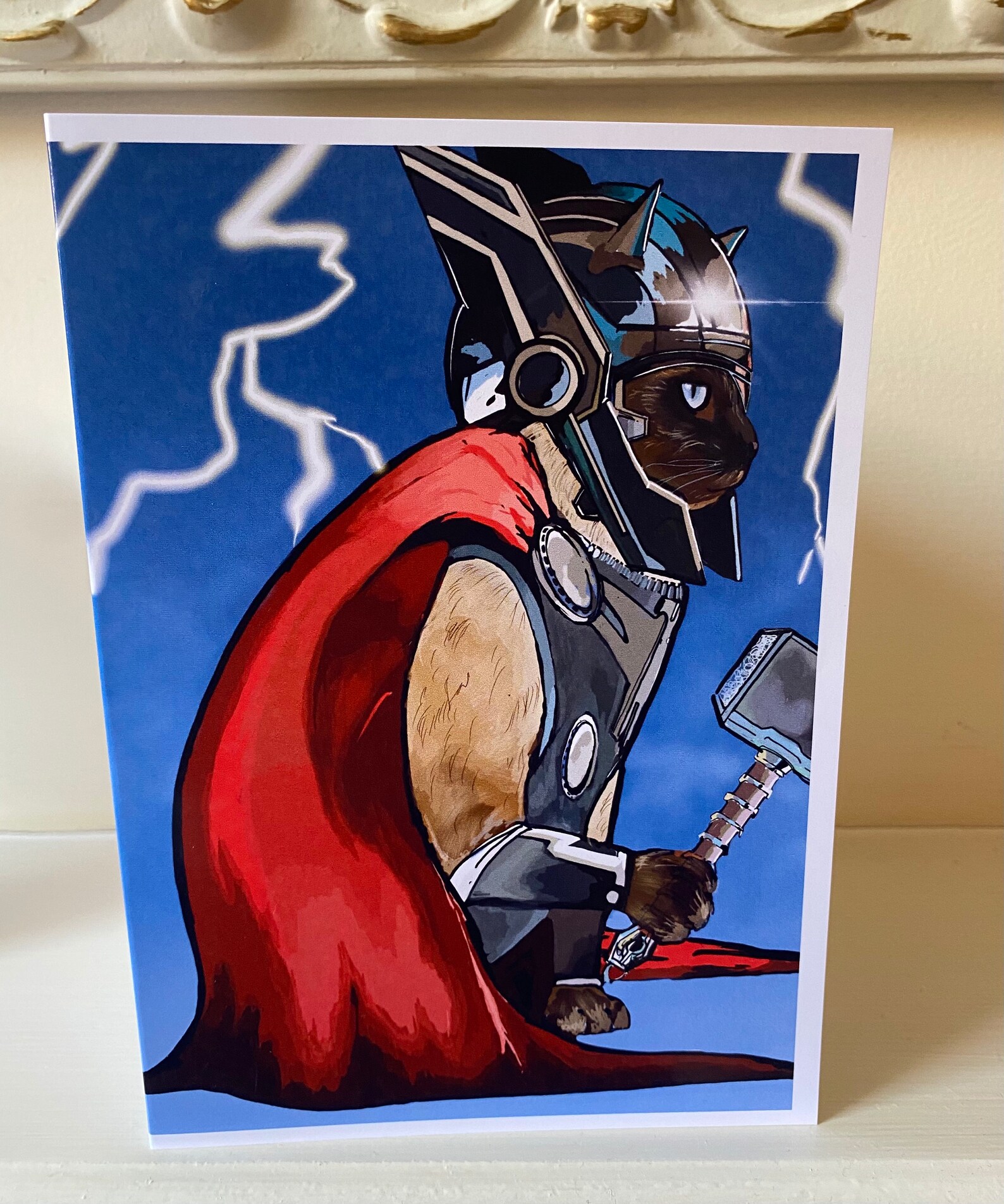 Thor Cat Greeting Card & A4 Print | Etsy