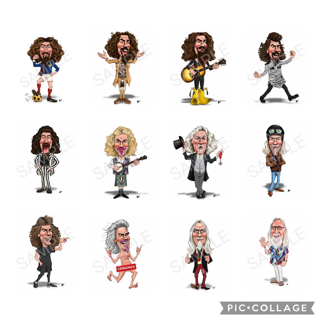 Billy Connolly “through the Years” Cartoon Caricature Collection ...