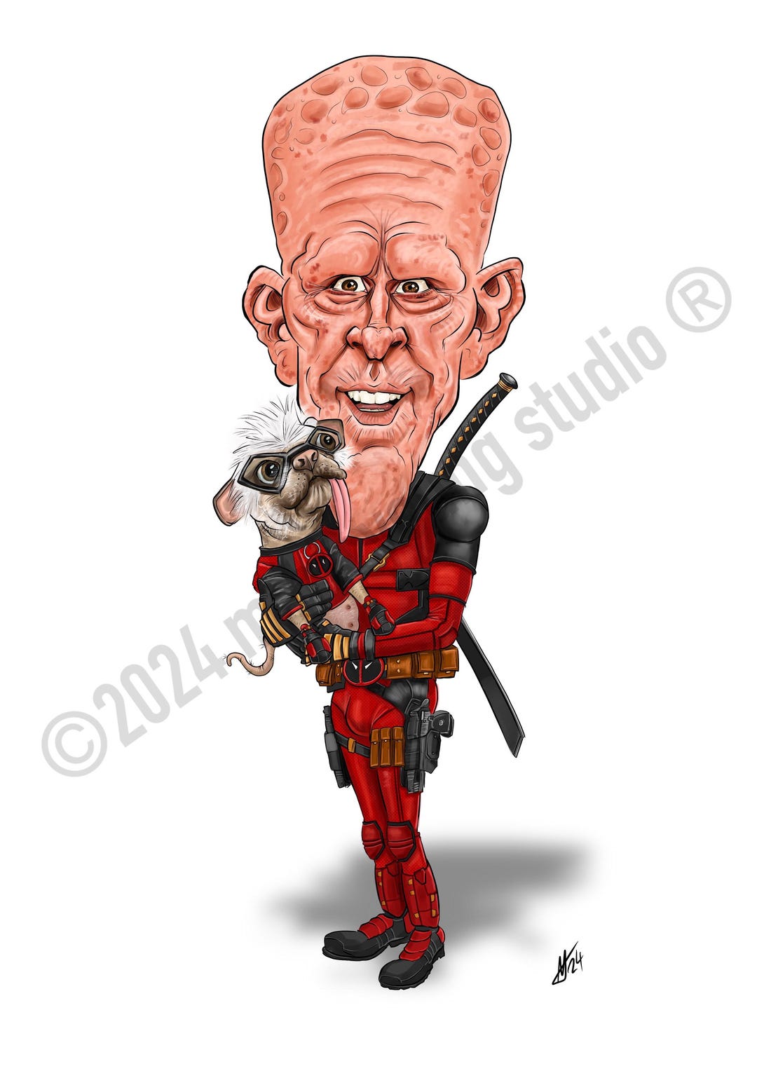 Deadpool and Dogpool Cartoon Caricature - Etsy