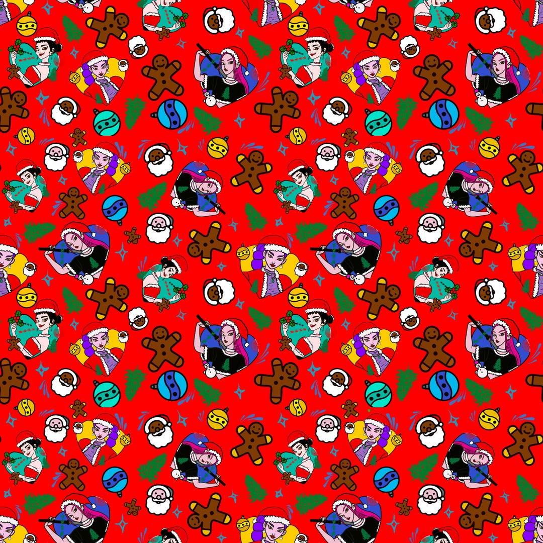 Huntrix Christmas Seamless Pattern Kpop Demon Hunters - Etsy