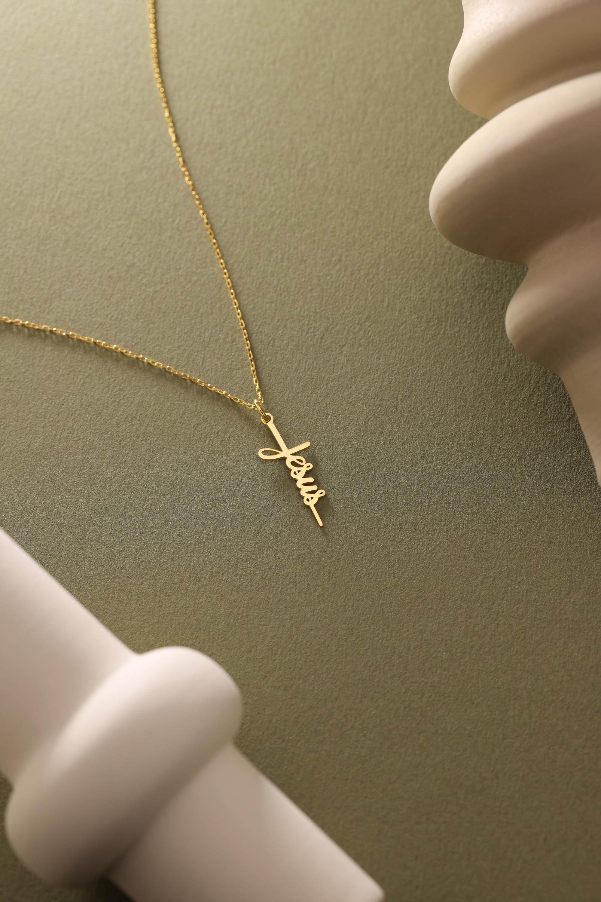 Sterling Silver Cross Necklace With Name, Name Cross Necklace ...