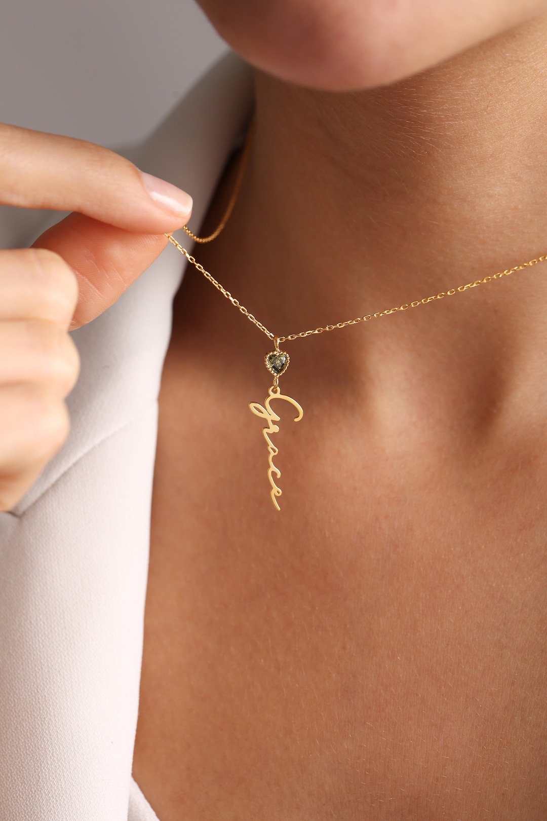 Name and Birthstone Necklace, Personalized Name Necklace With ...