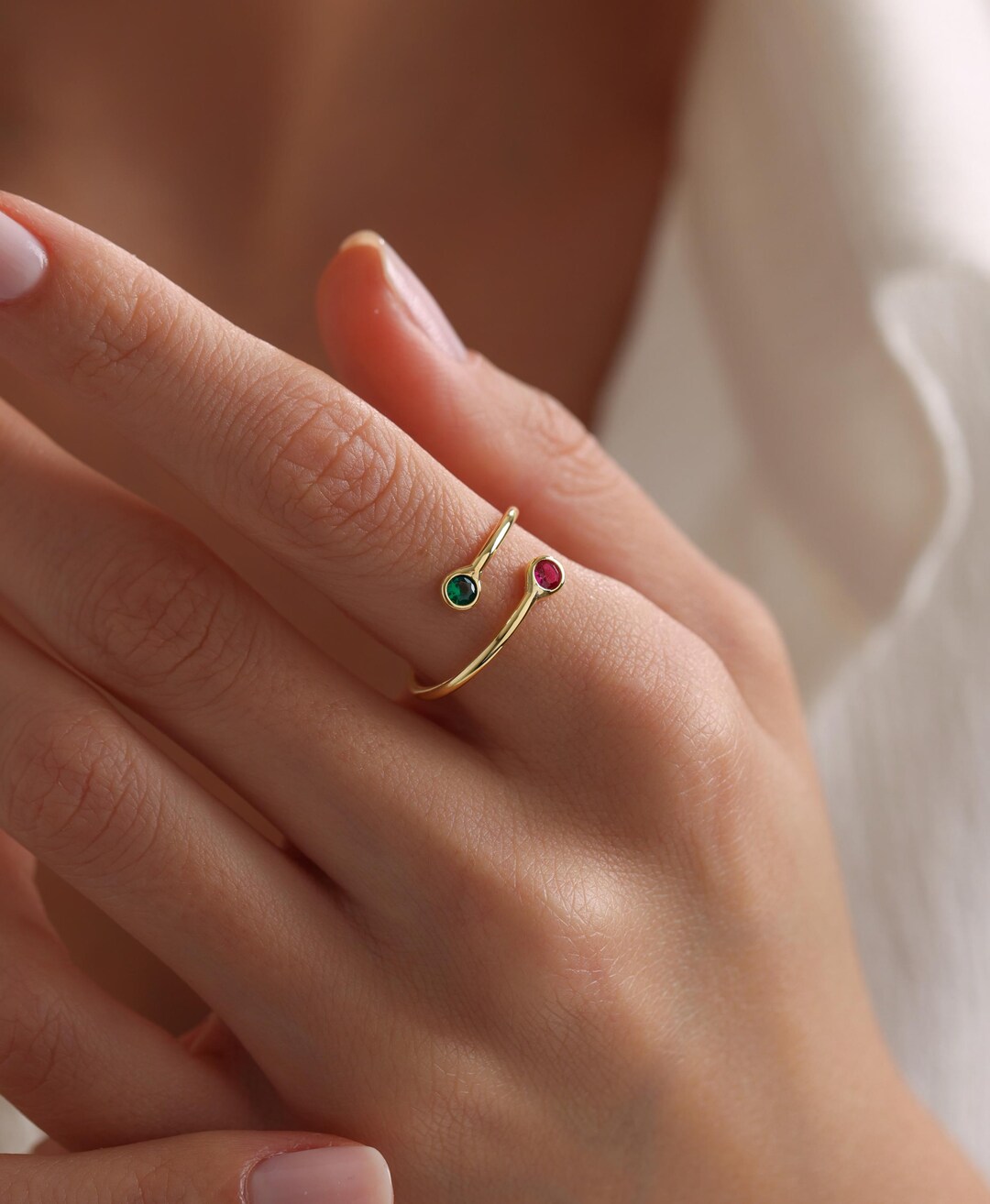 Dainty Birthstone Ring, Custom Birthstone Ring, Family Birthstone Ring ...