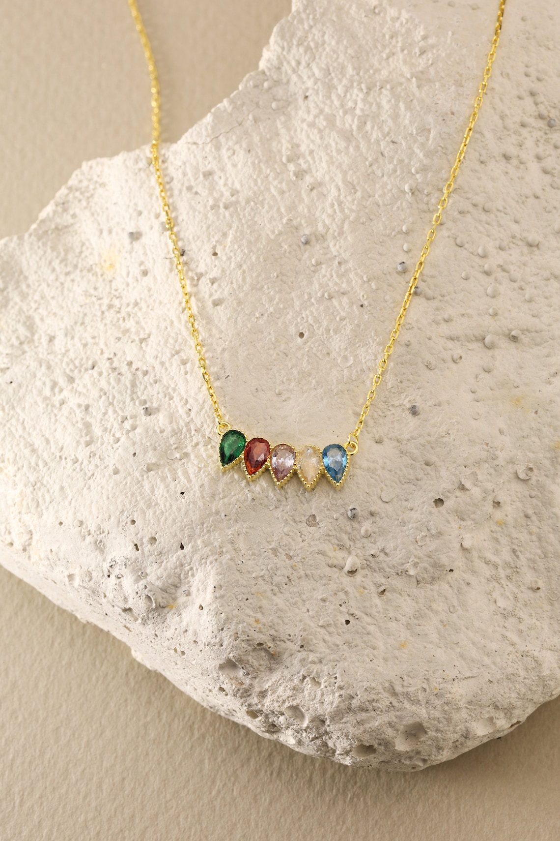 Family Birthstone Necklace, Custom Multiple Birthstone Pendant ...