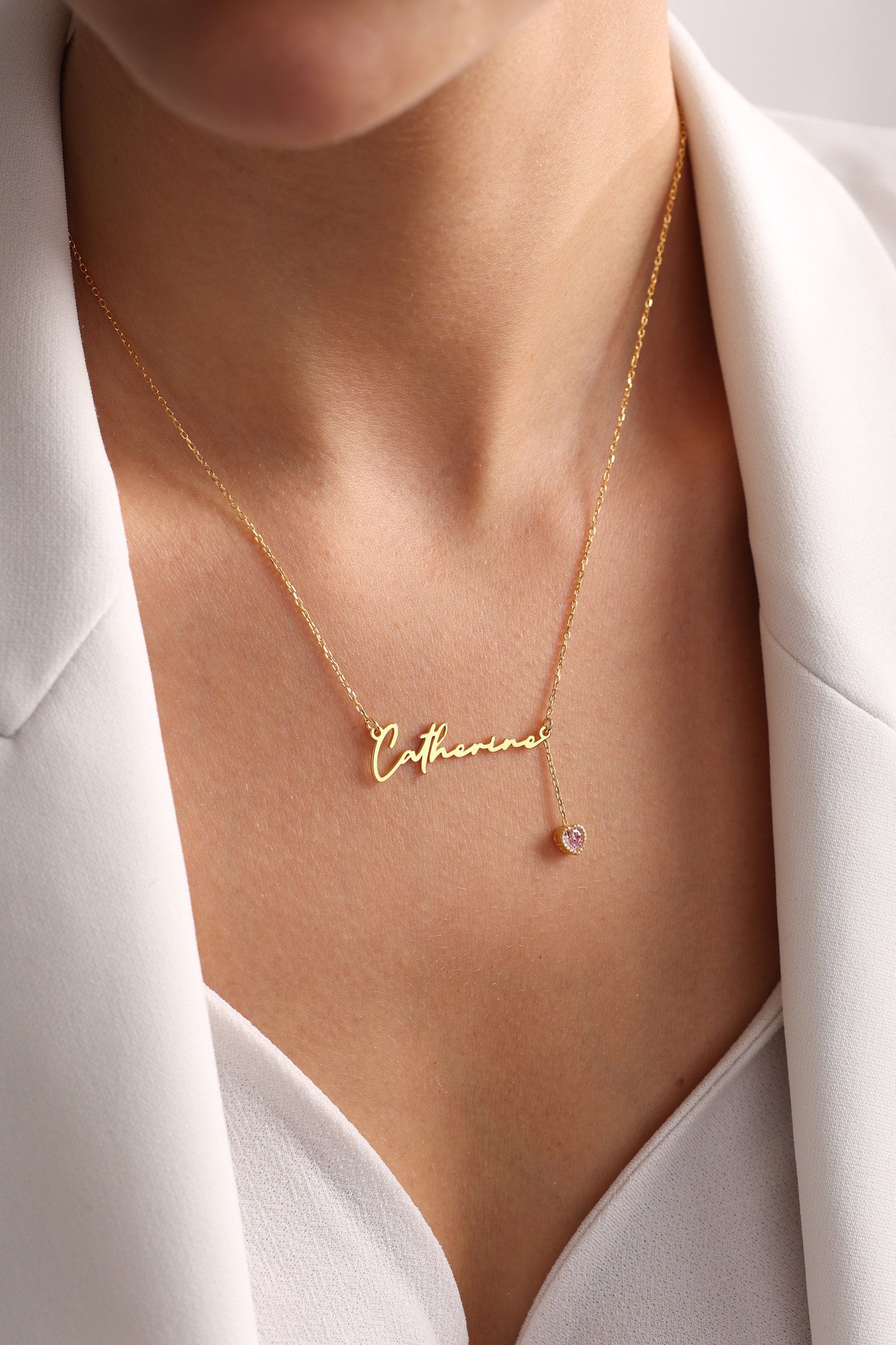 Birthstone Name Necklace, Personalized Name Necklace With Birthstone ...