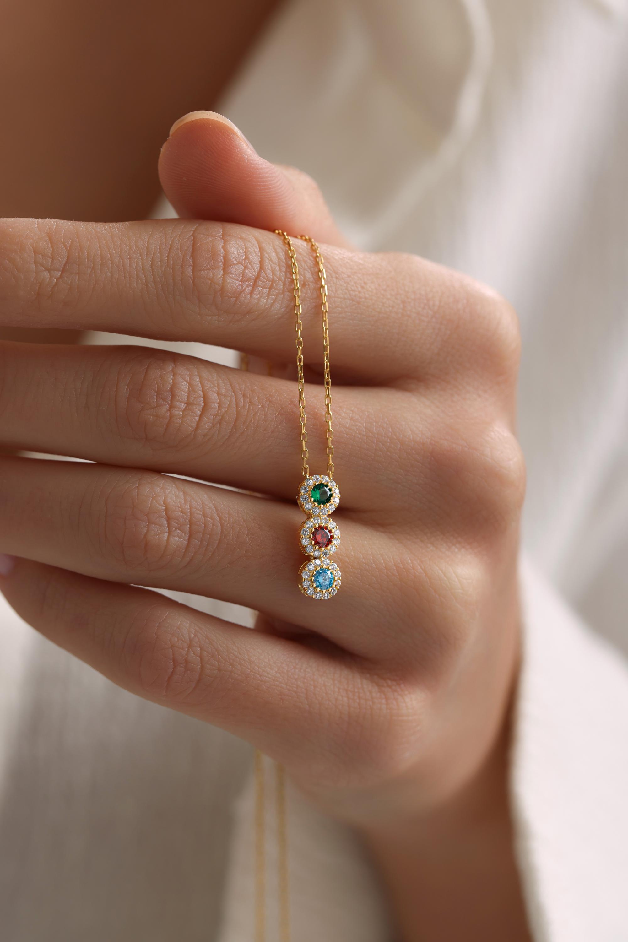 Multiple Birthstone Necklace, Family Birthstone Necklace, Personalized ...