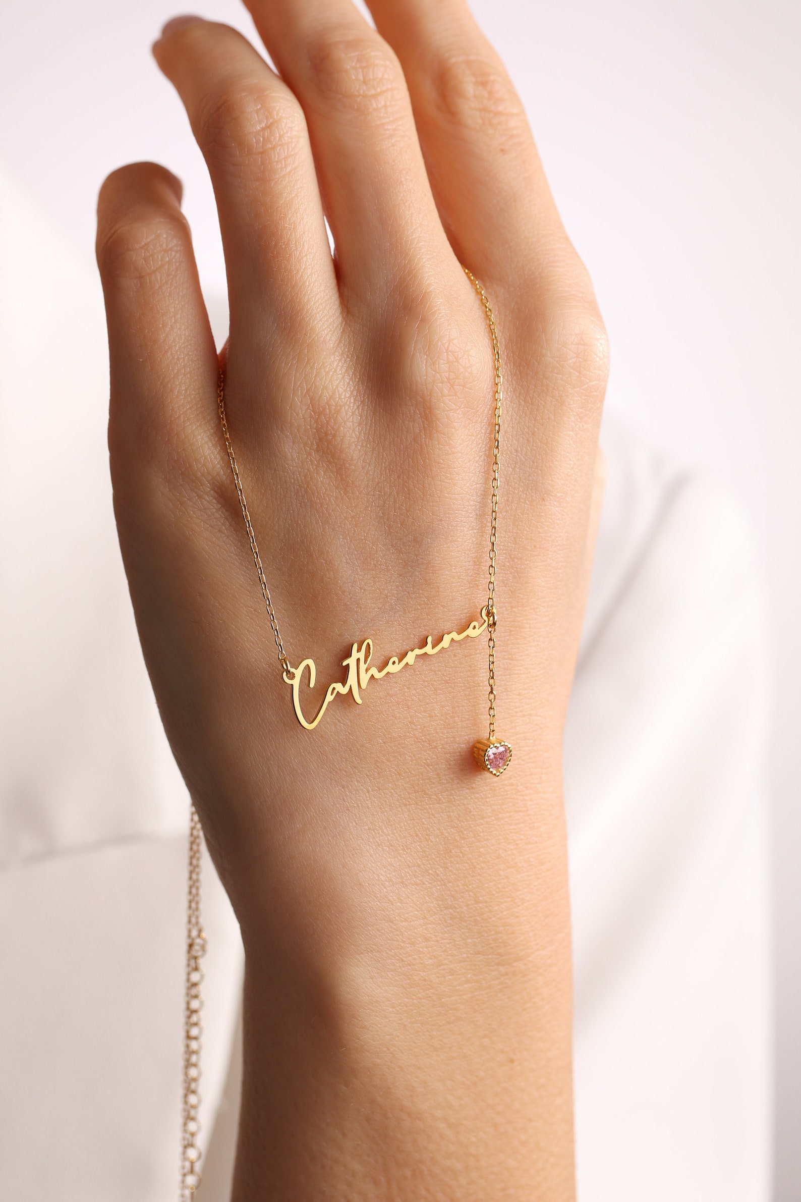 Birthstone Name Necklace, Personalized Name Necklace With Birthstone ...