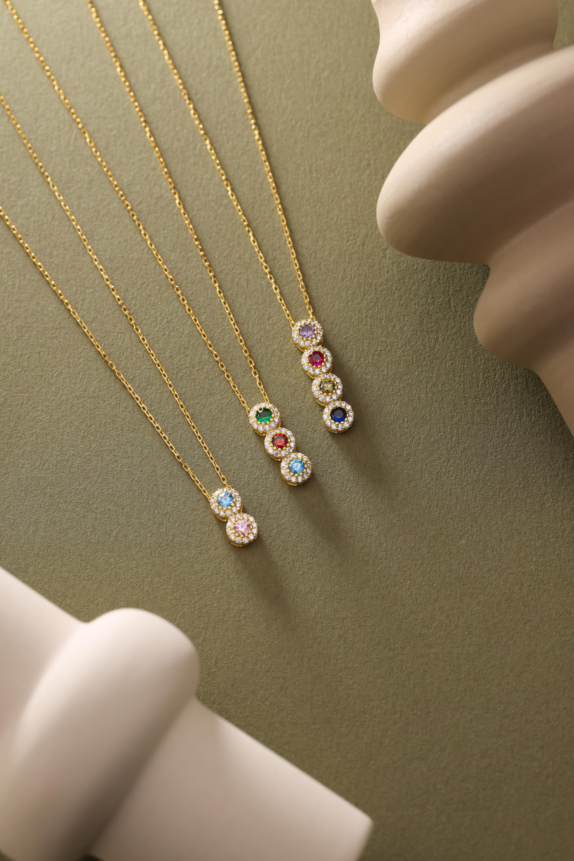 Multiple Birthstone Necklace, Family Birthstone Necklace, Personalized ...