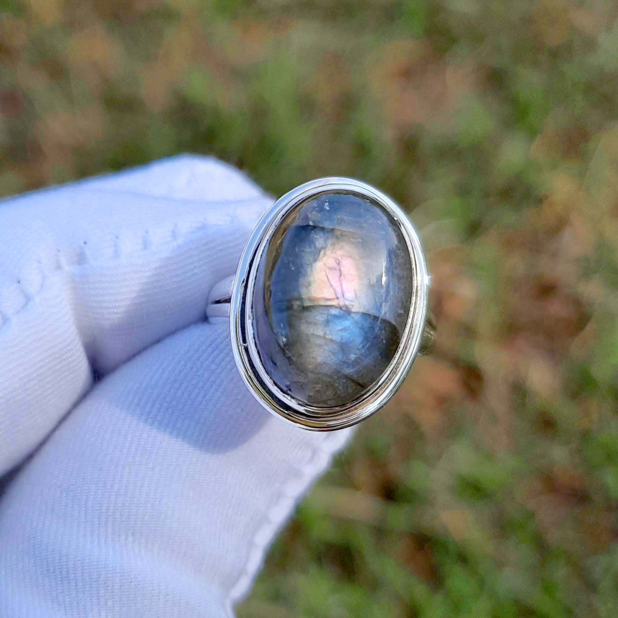 Purple Labradorite Ring Gemstone Ring Labradorite Silver - Etsy UK