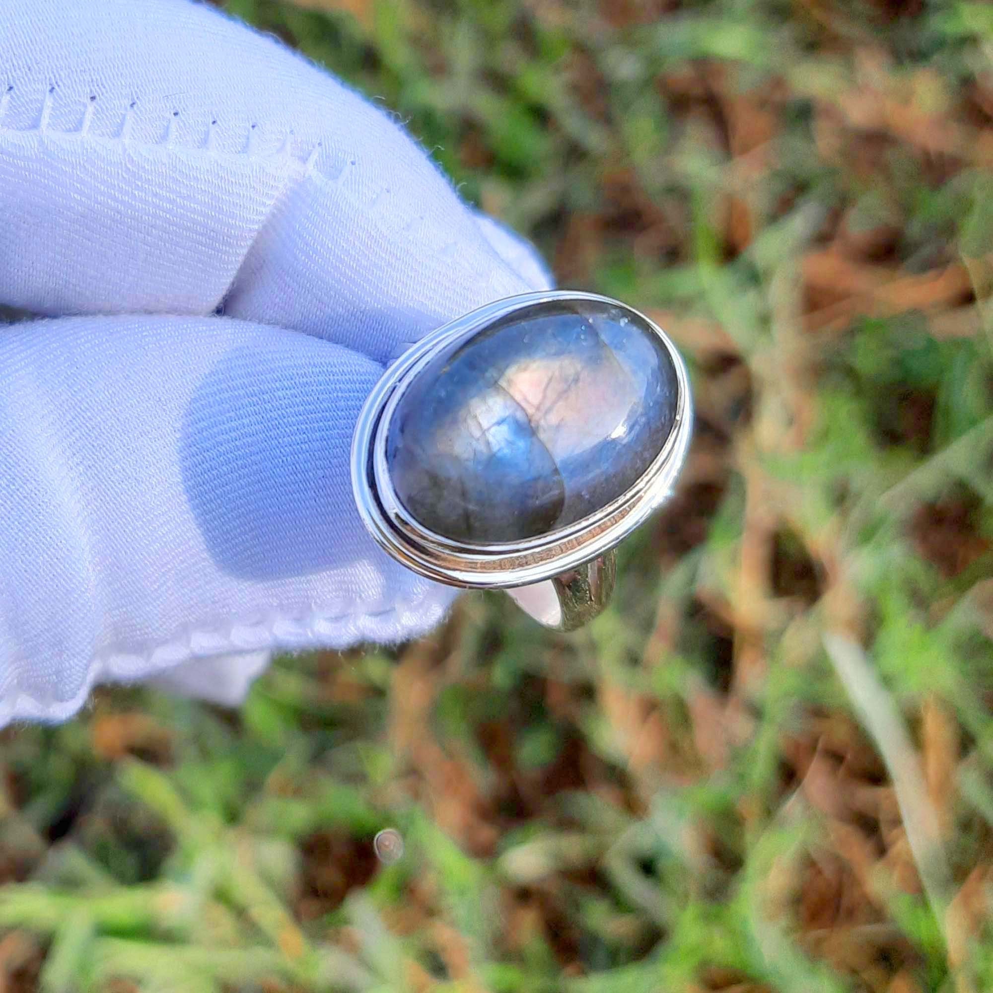 Purple Labradorite Ring Gemstone Ring Labradorite Silver - Etsy UK