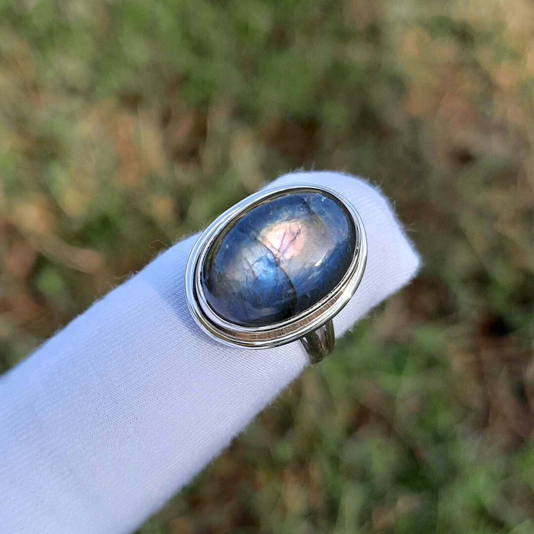Purple Labradorite Ring, Gemstone Ring, Labradorite Silver Ring, 925 Sterling Silver Ring, Gift ...