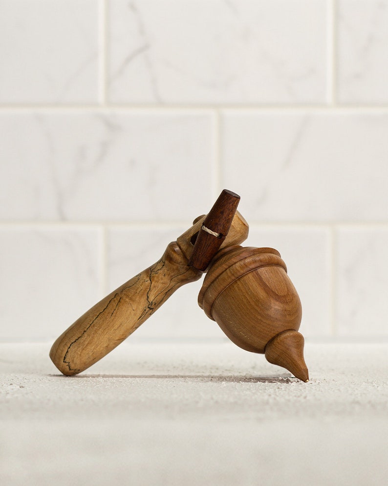 Wooden Spinning Toy Top With Handle - Etsy