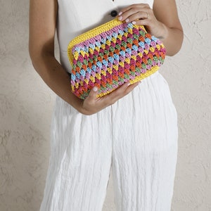 Colorful Raffia Beach Clutch, Summer Crochet Clutch BAG, Colorful ...