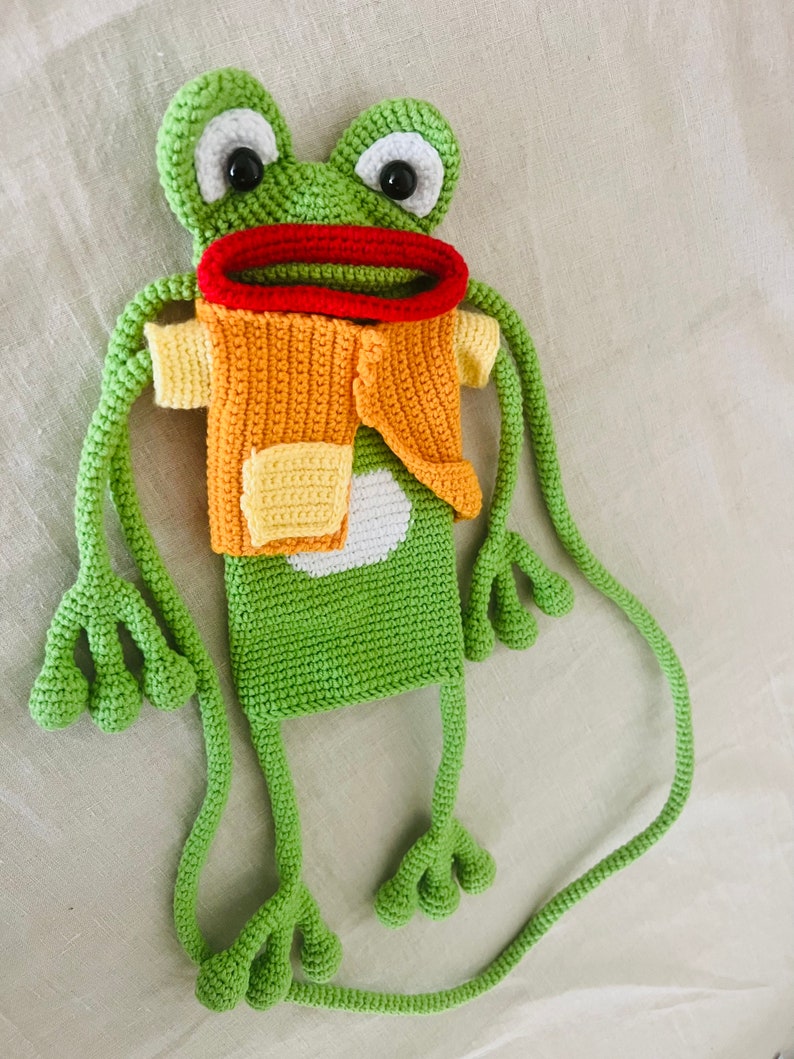 Frog Crochet Phone Bag Fun Phone Pouch Cute Frog Phone - Etsy