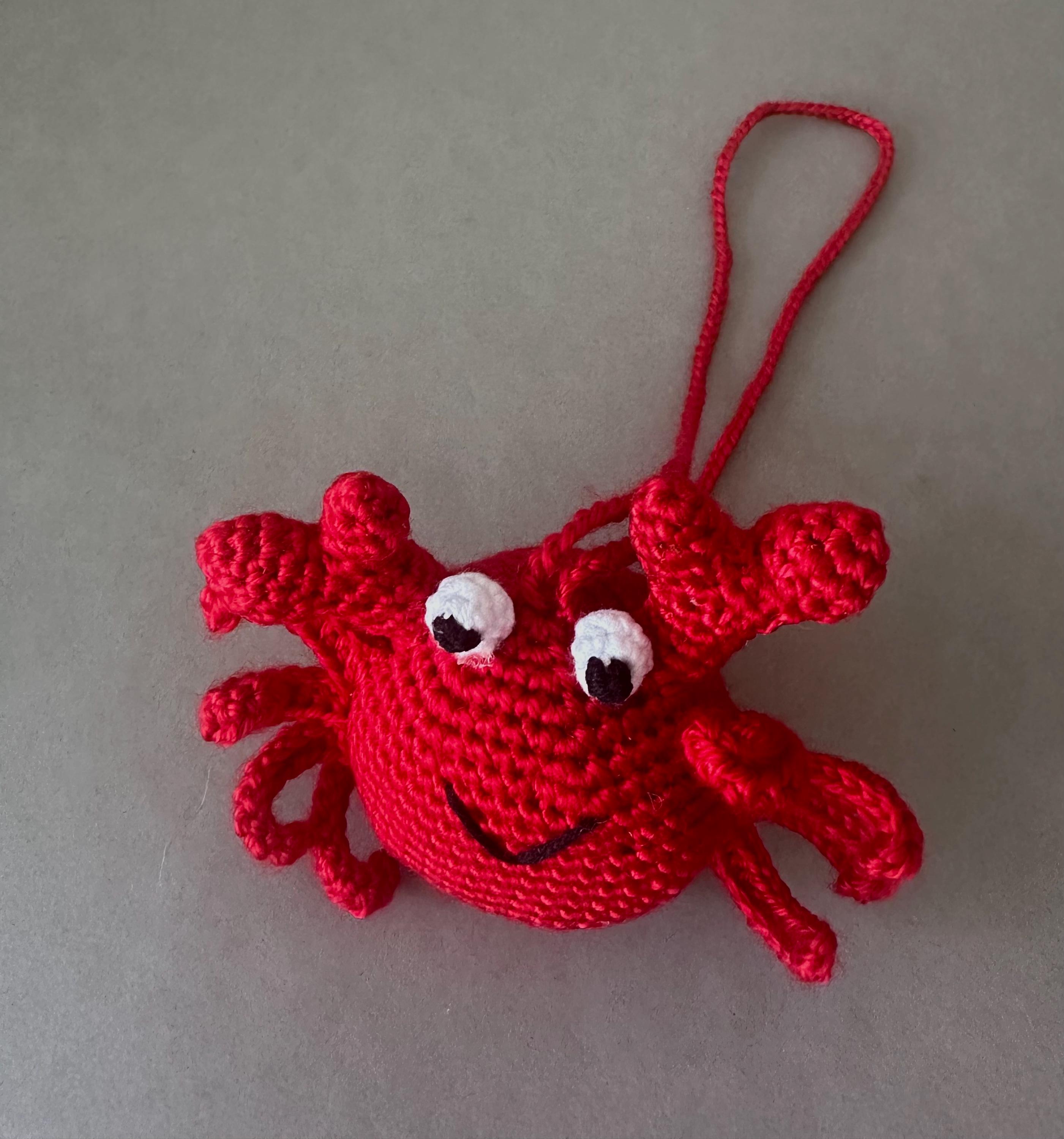 Handmade Red Crab Bag Charm, Cute Crochet Cotton Keychain, Arigurumi ...
