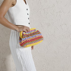 Colorful Raffia Beach Clutch, Summer Crochet Clutch BAG, Colorful ...