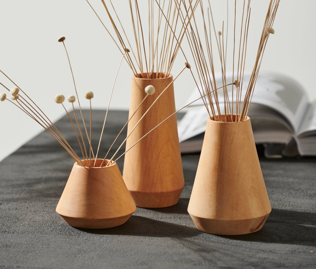 Wooden Vases, Wabi Sabi Vase, Wooden Vase Set, Wood Vase, Small Wooden ...