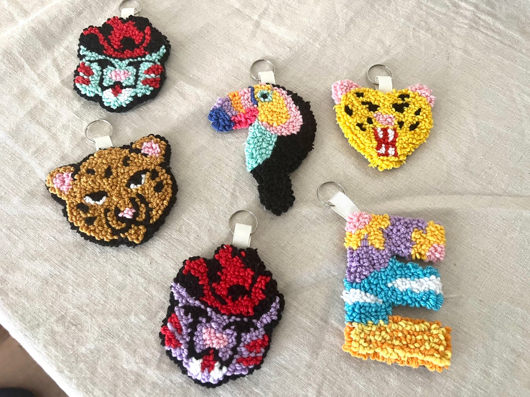 Punch Needle Keychain, Handmade Punch Keychain, Cute Punch Coaster ...