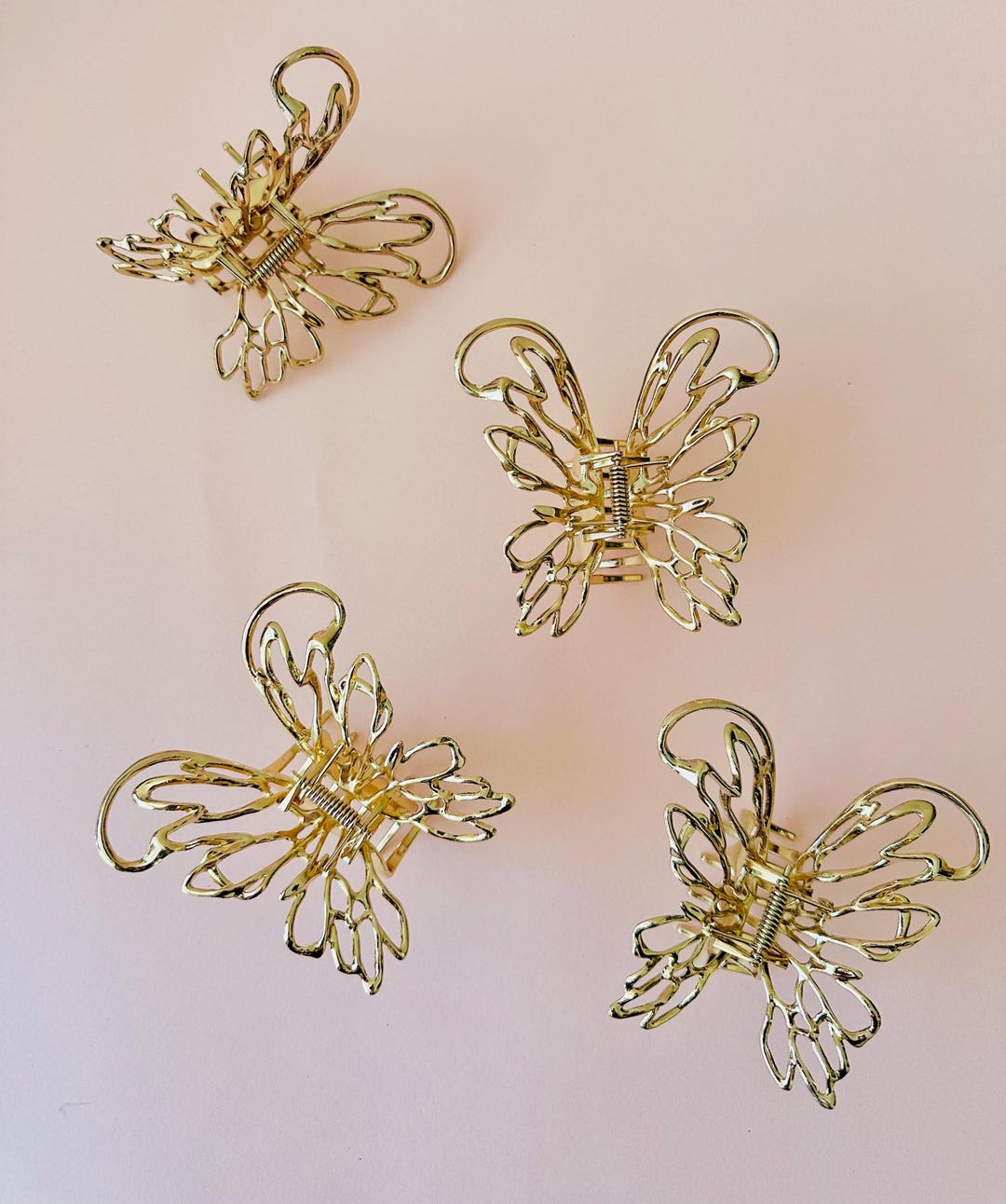 Gold Metal Butterfly Hair Claw, Large Metal Hair Clip, Minimal Chic ...