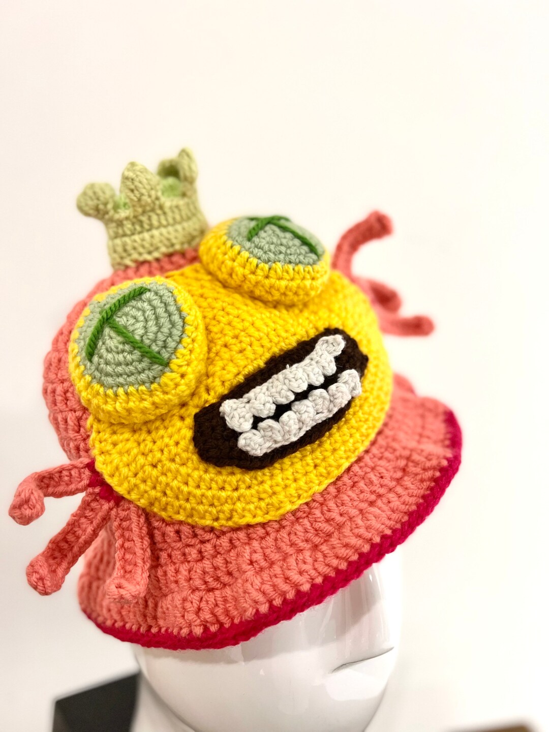 Crochet Cute Frog Bucket Hat, Orange Crochet Hat, Handmade Hat, Coral ...