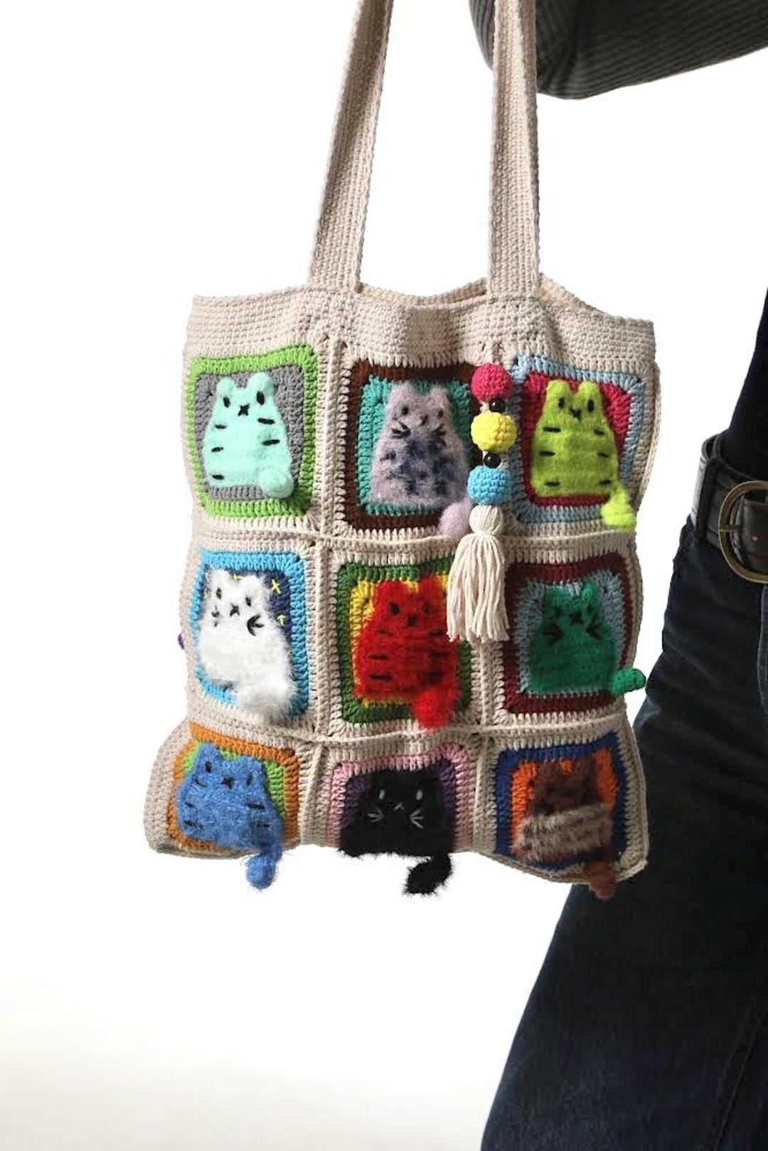 Cute Cats Bag, Handmade Crochet Cat Bag, Handmade Crochet Cat Bag ...