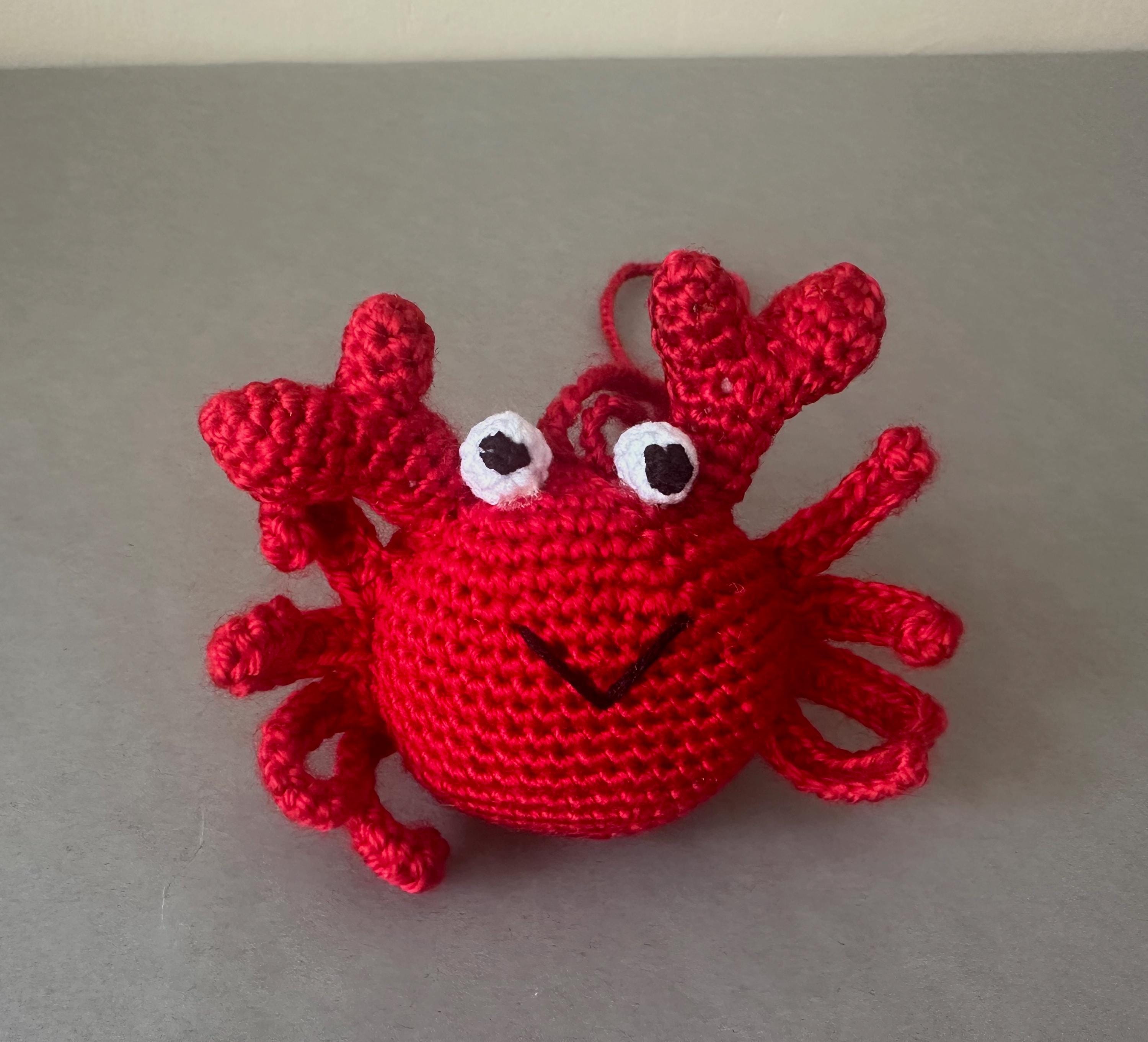 Handmade Red Crab Bag Charm, Cute Crochet Cotton Keychain, Arigurumi ...