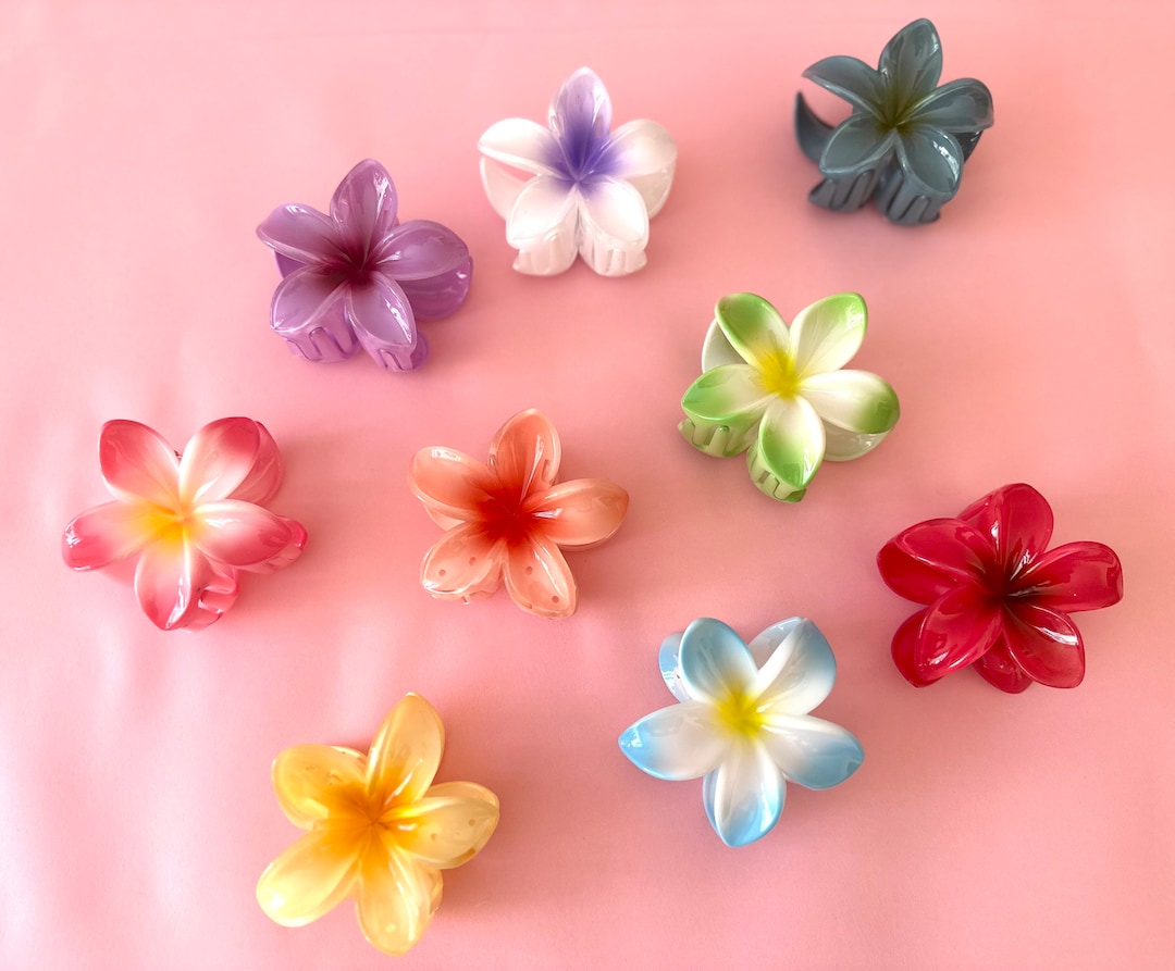 Flower Hair Clips, Hawaiian Claw Clips, Plumeria Flower Hair Clip ...