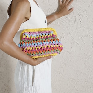 Colorful Raffia Beach Clutch, Summer Crochet Clutch BAG, Colorful ...