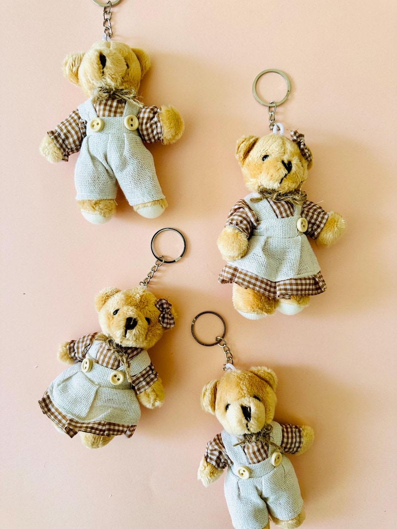 Mini Plush Teddy Bear Keychain: Movable Arms & Legs, Party Favor - Etsy