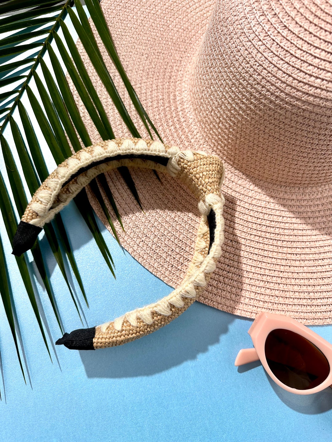 Straw Knot Headband, Raffia Headband, BOHO Handmade Hairband, Knotted ...