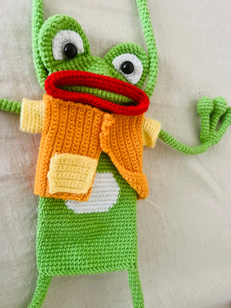 Frog Crochet Phone Bag Fun Phone Pouch Cute Frog Phone - Etsy