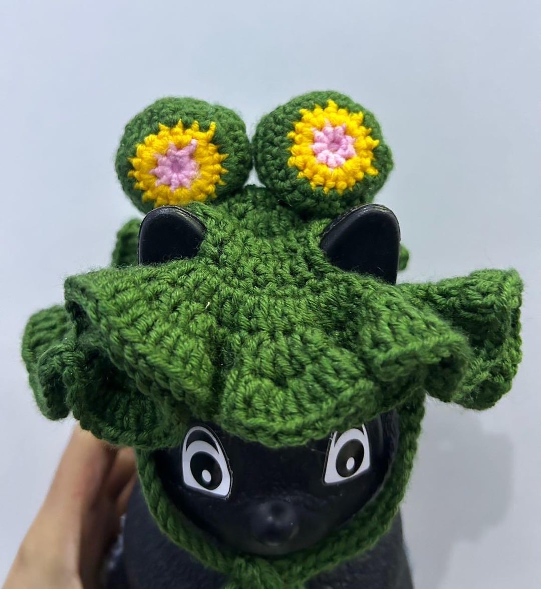 Crochet Frog Cat Hat, Green Frog Hat for Cats, Handmade Pet Costume ...