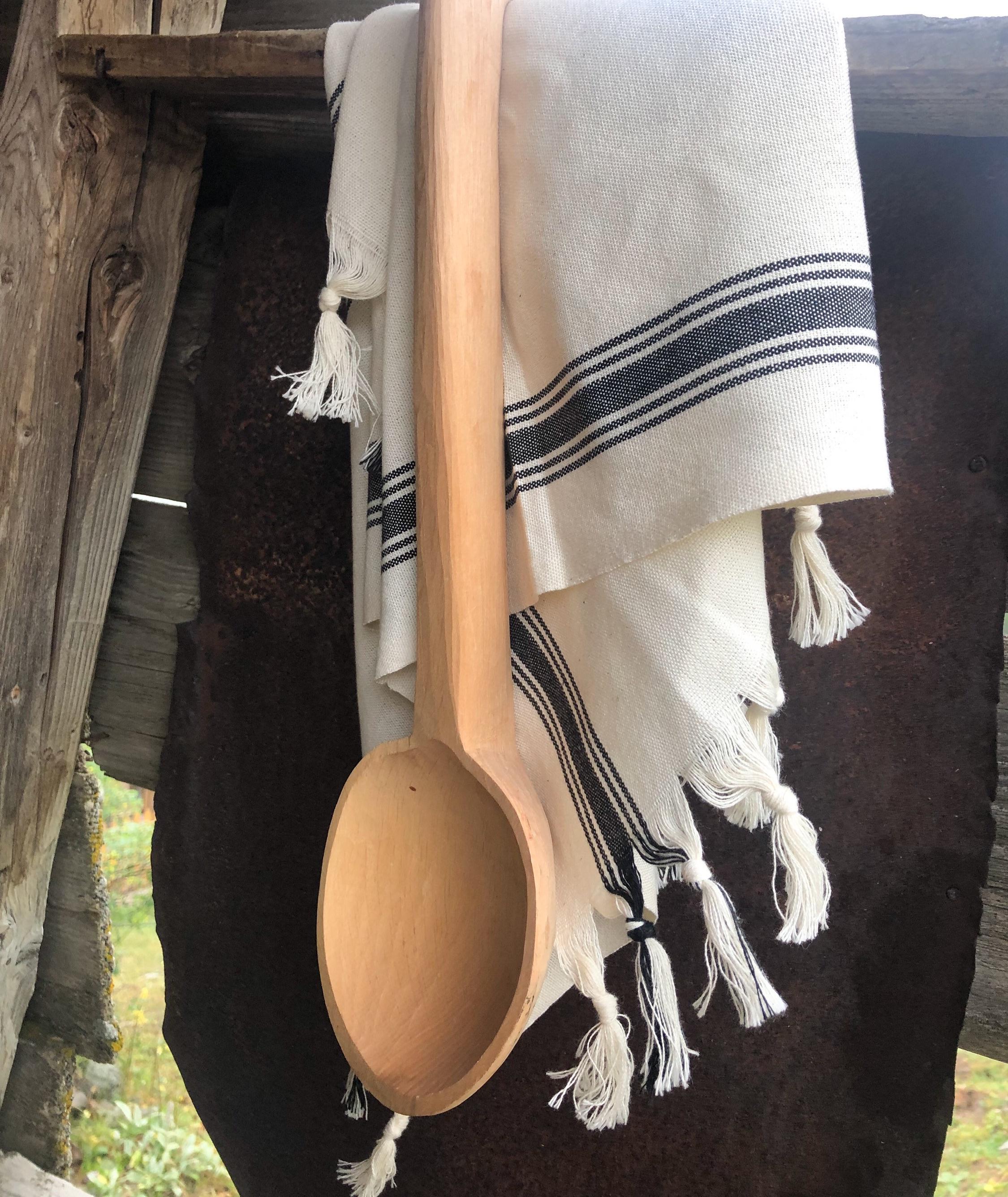 Oversized Handmade Wood Spoon, Vintage Cooking Spoon, Boho Wooden ...
