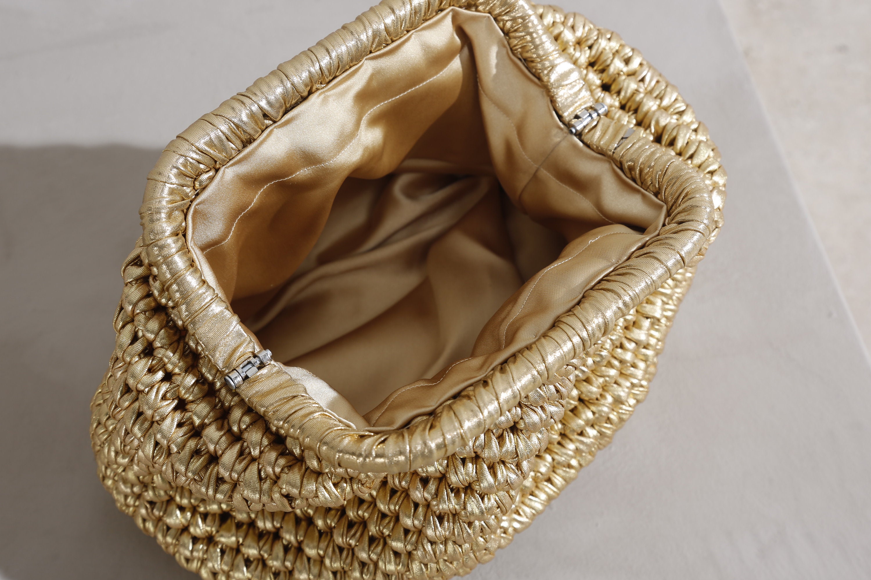 Gold Clutch, Gold Metallic Clutch, Gold Raffia Clutch, Gold Cloud Bag ...