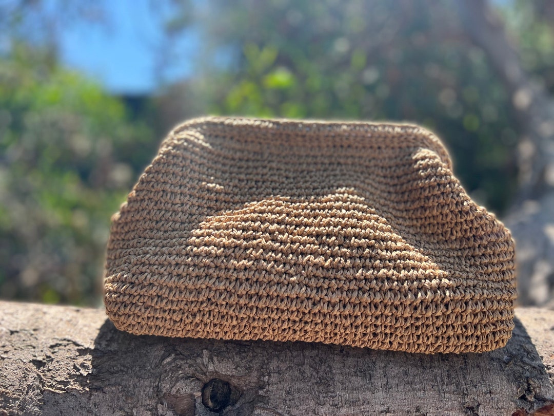 RAFFIA CLUTCH BAG, Raffia Pouch, Crochet Clutch, Straw Bag Clutch ...
