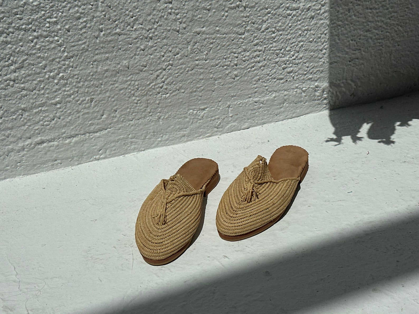 Boho Raffia Slippers, Straw Flat Sandal, Handwoven Slipper, Boho ...