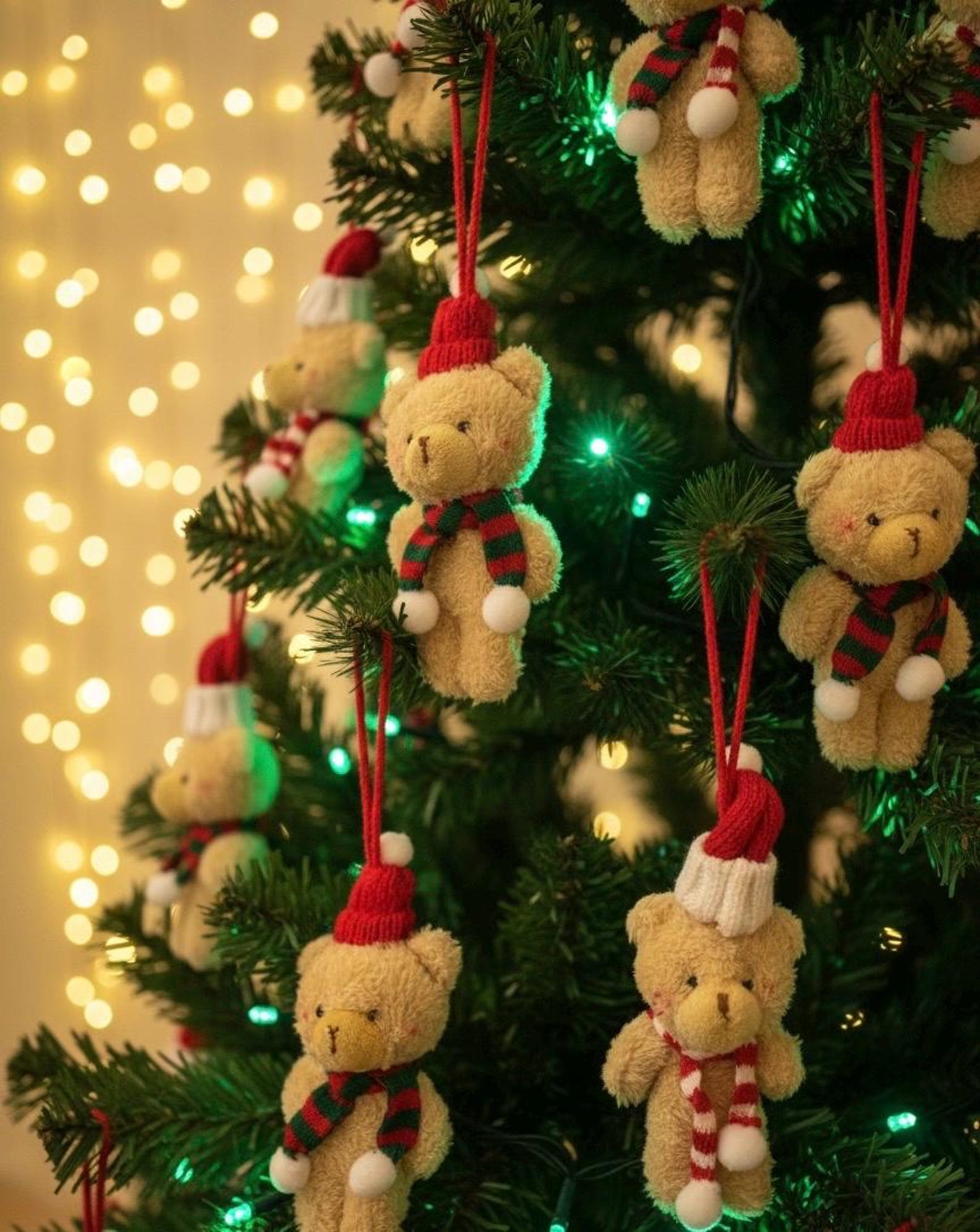 Christmas Tree Teddy Ornament, Plush Teddy Bear Ornament, Plush Teddy ...