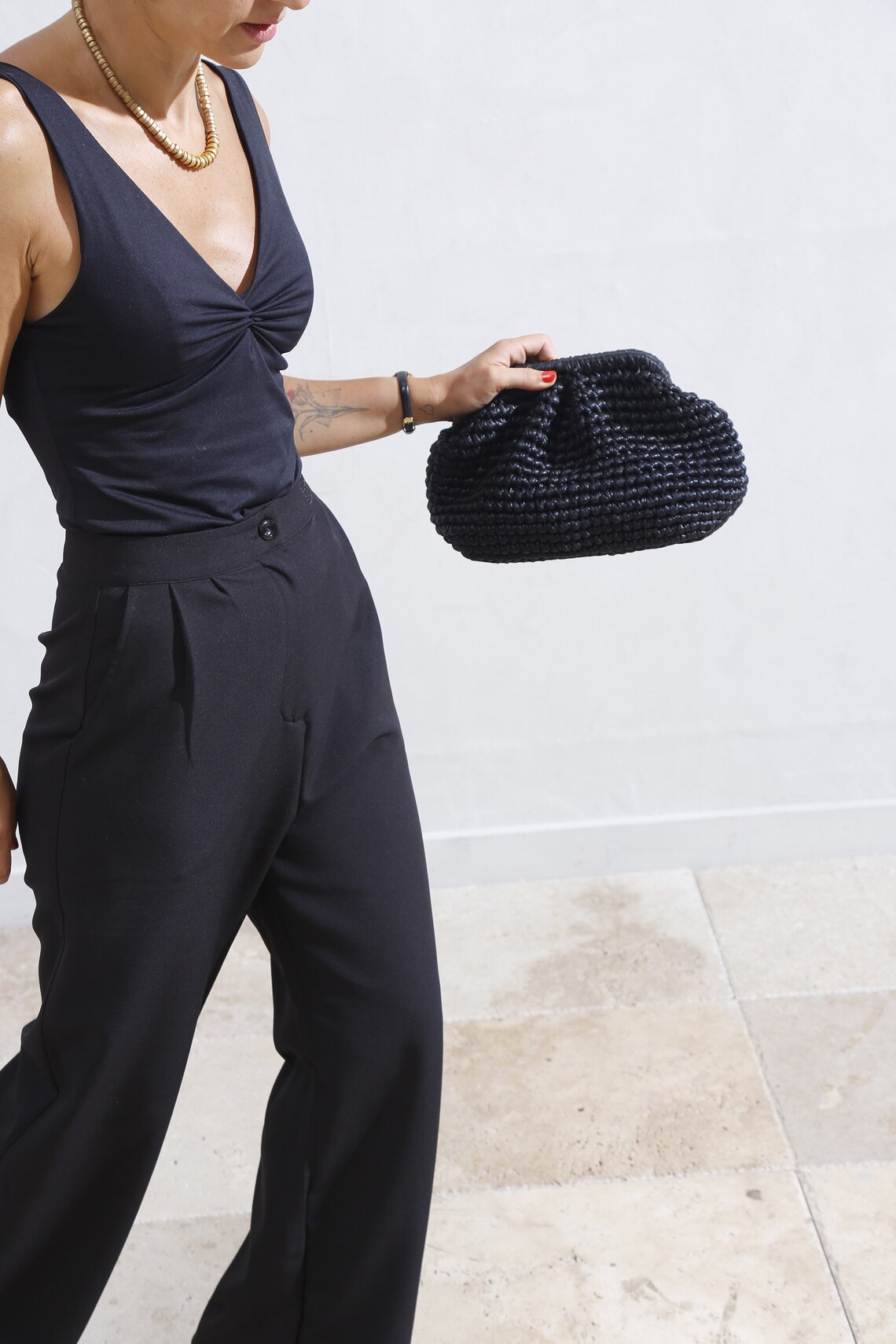 Metallic Black Raffia Clutch Metallic Bag Black Raffia - Etsy