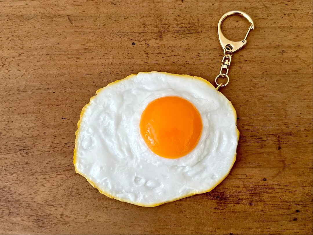 3D Egg Keychain, Egg Keychain, Cute 3D Keychain, White Yellow Keychain ...