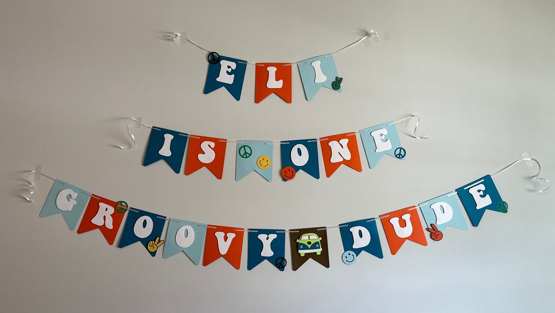 One Groovy Dude Birthday Banner - Etsy