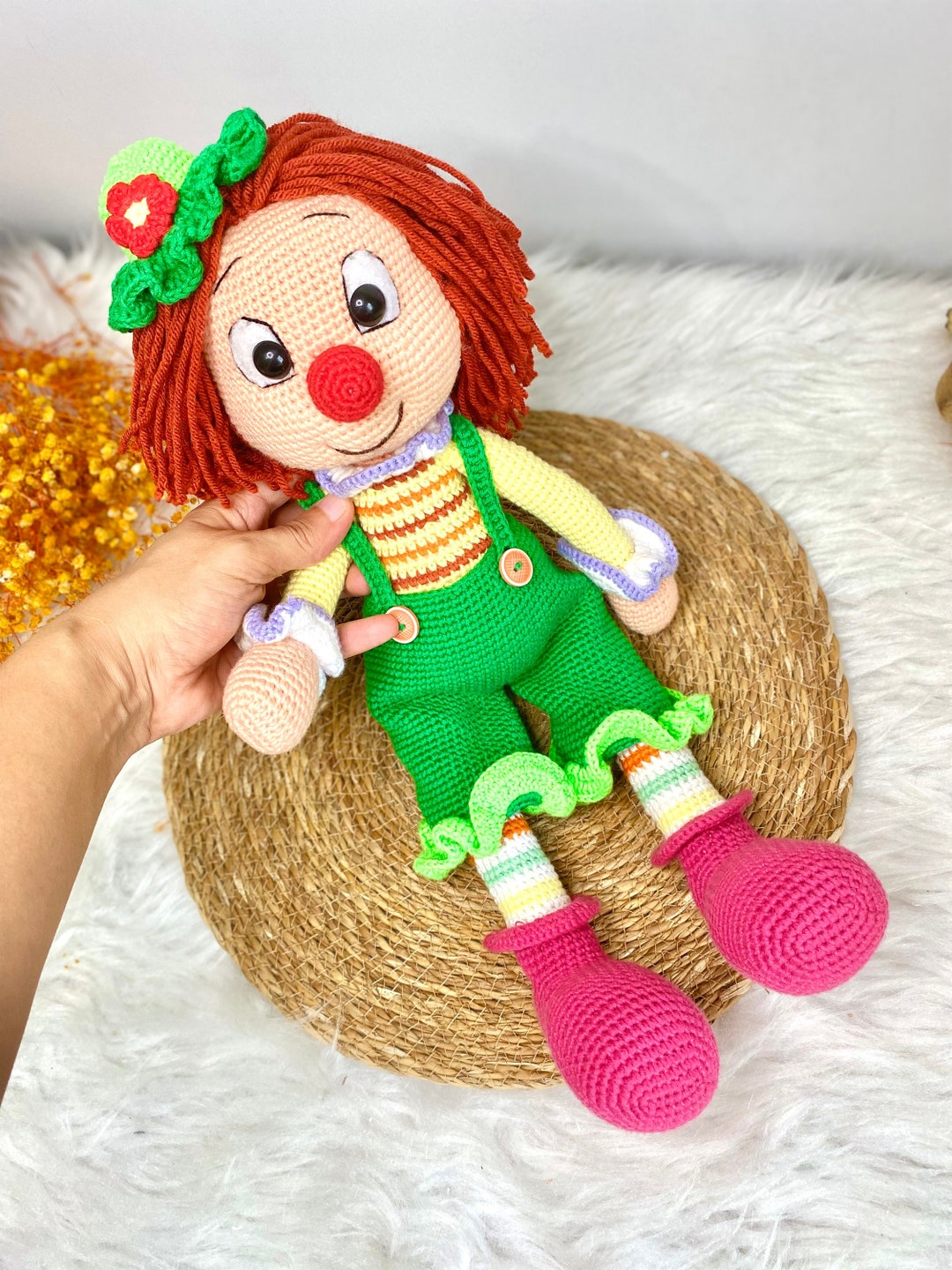 Handmade Knitted Clown Birthday Party Gift Clown Halloween Gift ...