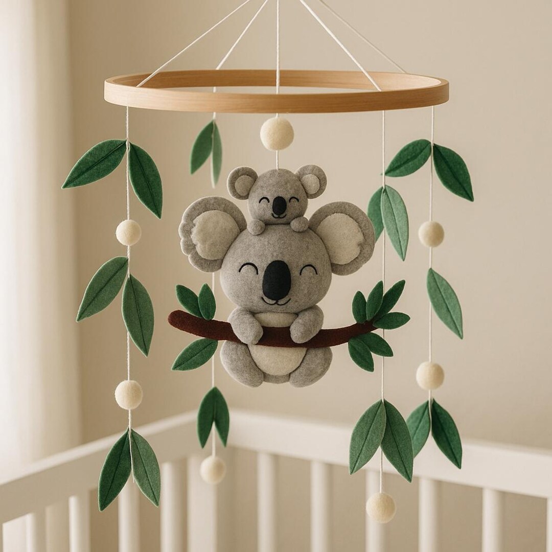 Woodland Koala Crib Mobile: Musical Felt Nursery Decor - Etsy
