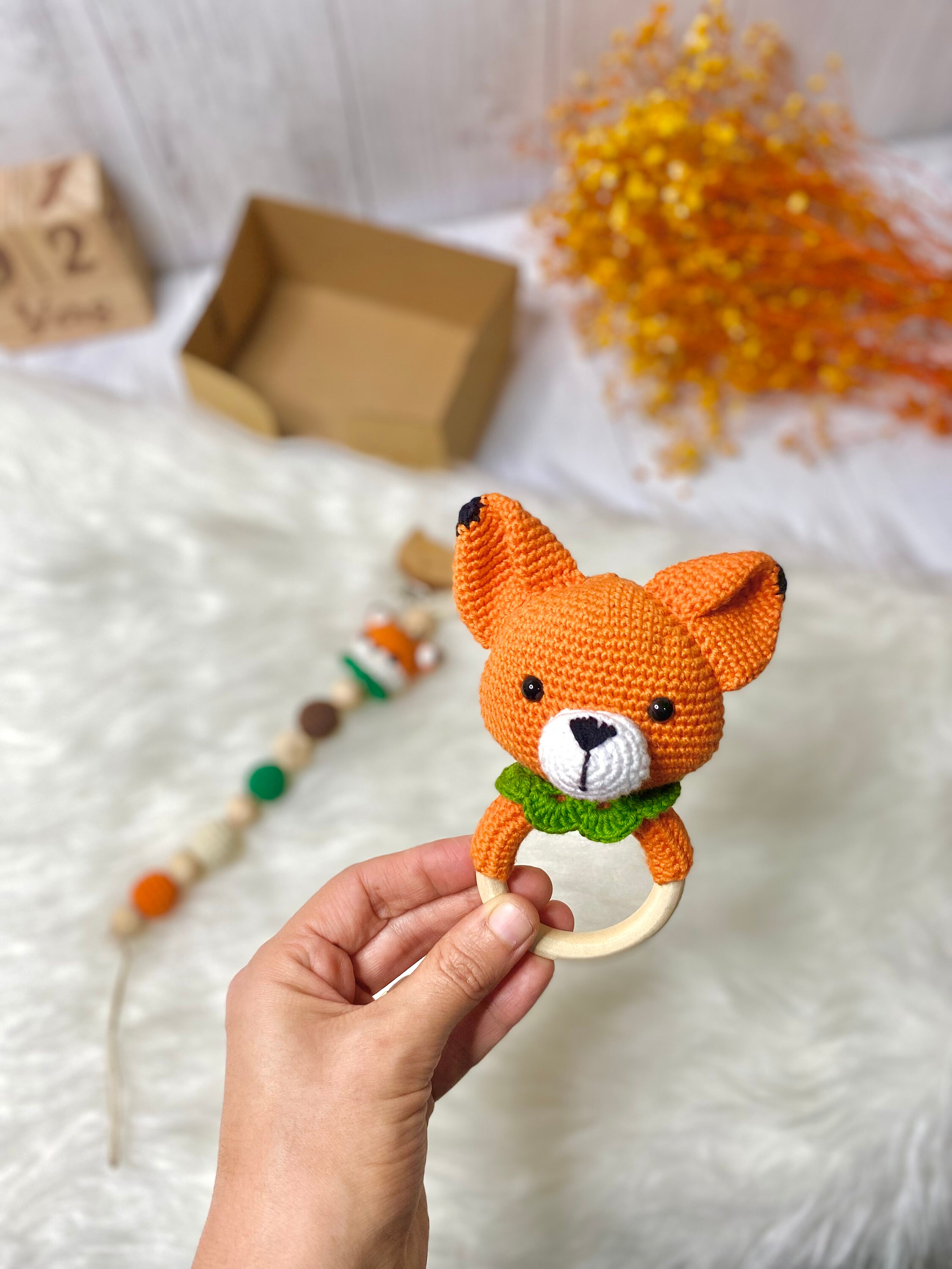 Personalized Fox Rattle and Pacifier Clips Rattle for Baby - Etsy