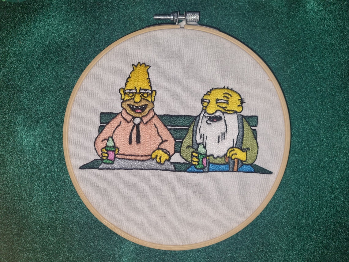 Abe & Jasper the Simpsons Hand Embroidery. 6inch Hoop - Etsy
