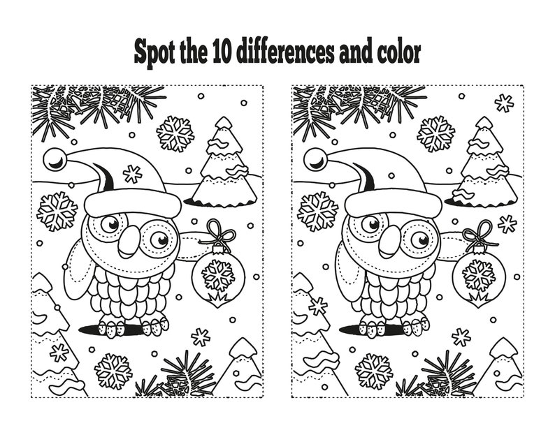 Spot the Difference Christmas Themed Activity/coloring Book, 30 Total ...