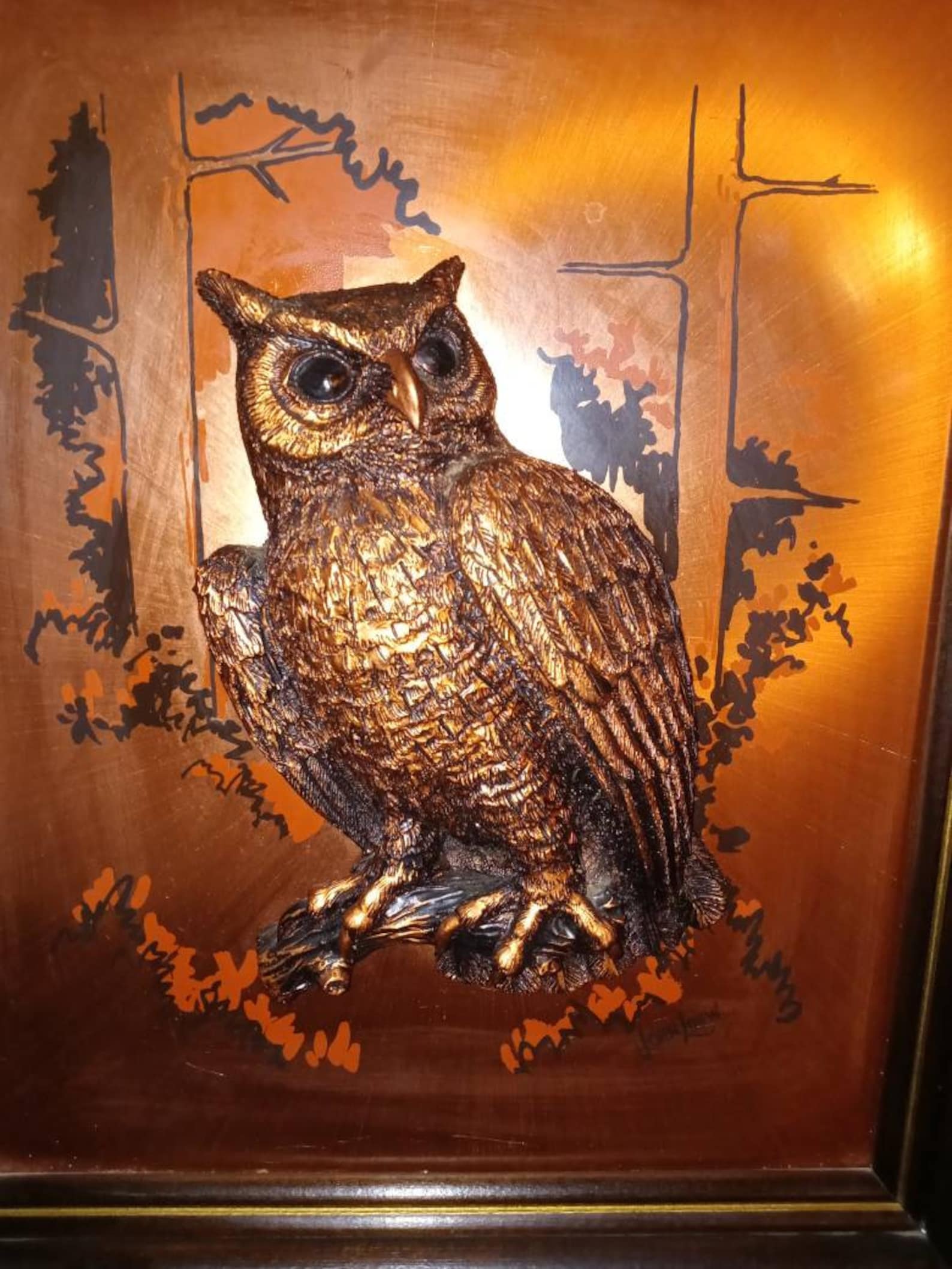 Vintage Signed John Louw 3d Copper Owl Wall Art 16x13x3. Free | Etsy