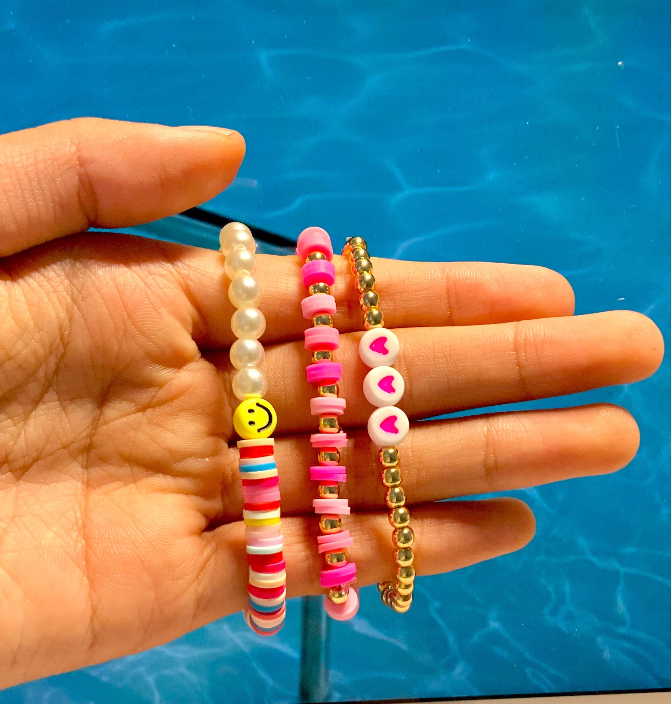 Hot Pink Preppy Bracelet Stacksmiley Face Pink Themed Pink - Etsy