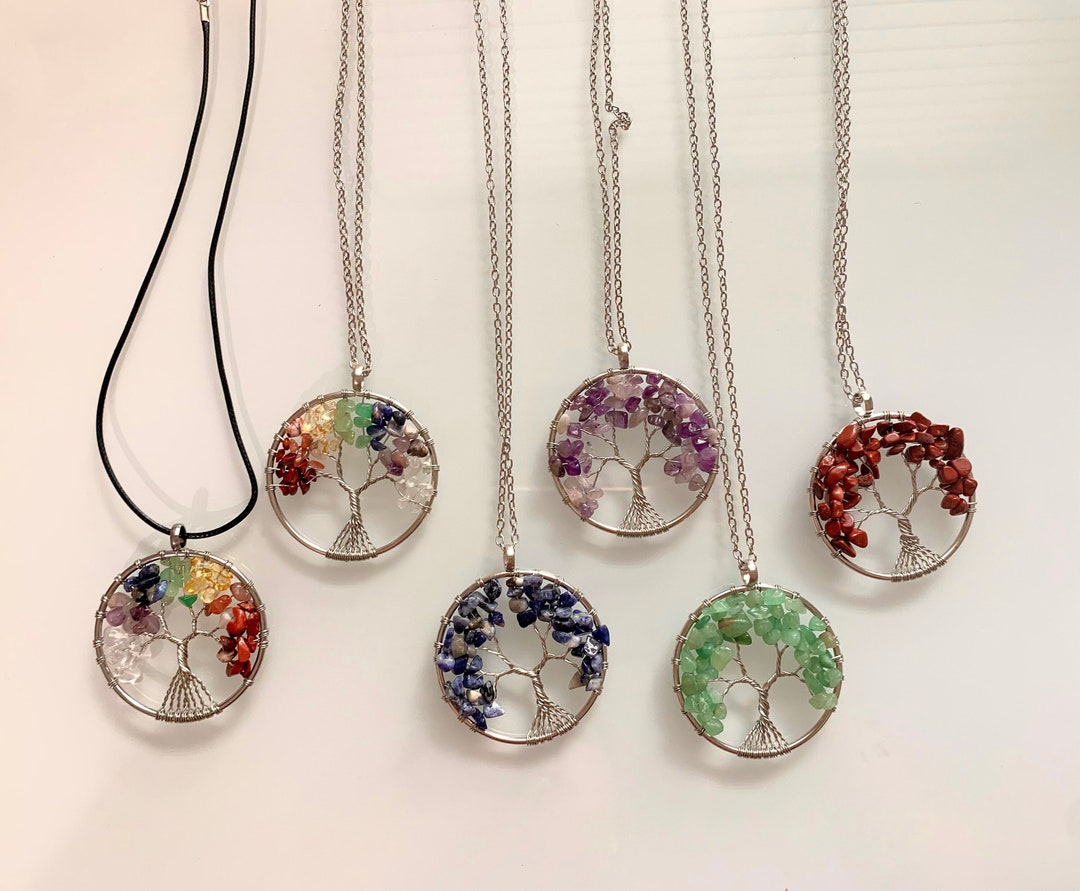 Crystal Tree of Life Necklace, Natural Crystal Tree Jewelry, Amethyst ...